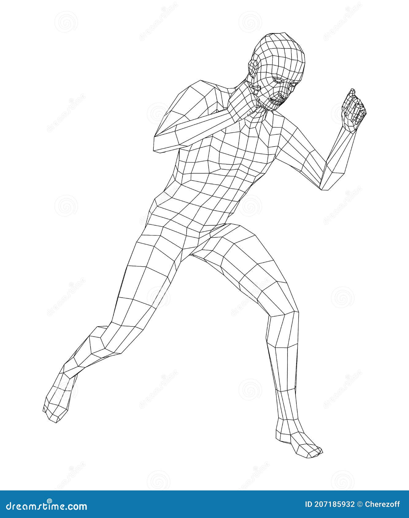 Wireframe Boxing Man. Vector Stock Vector - Illustration of body ...