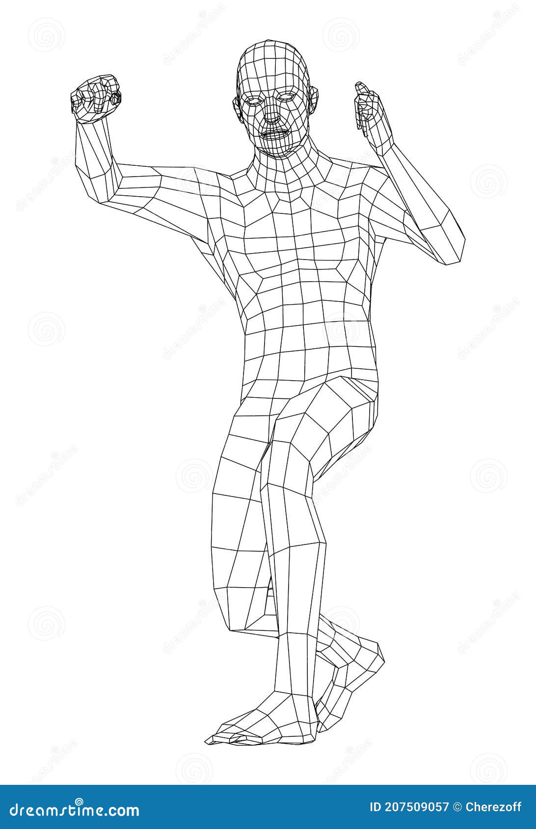 Wireframe Boxing Man. Vector Stock Vector - Illustration of silhouette ...