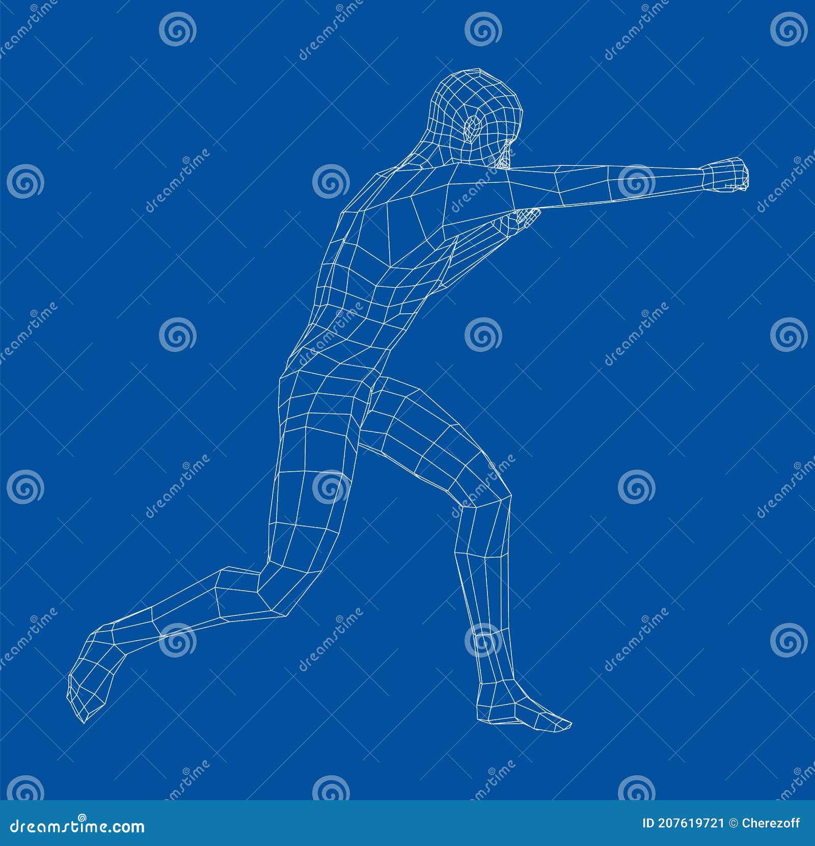 Wireframe Boxing Man. Vector Stock Vector - Illustration of handsome ...