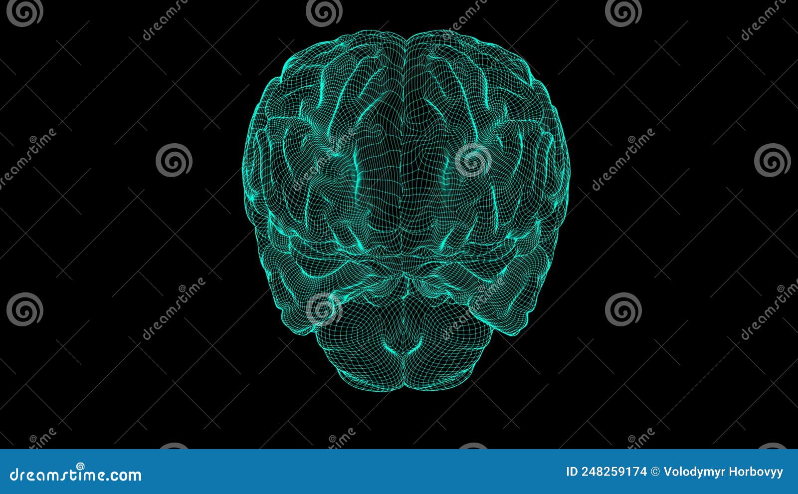 Wireframe brain 3D stock illustration. Illustration of conceptual ...