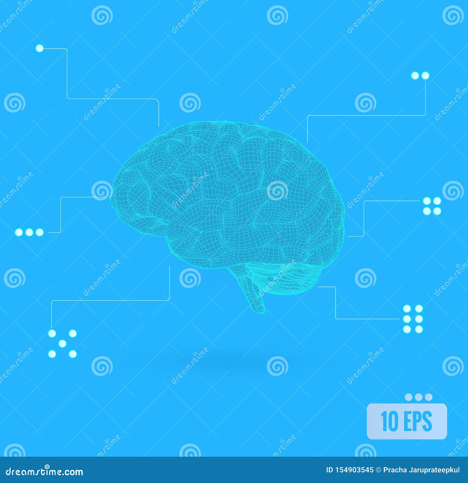 Wireframe Brain Illustration for Info Graphic Design Stock Vector ...