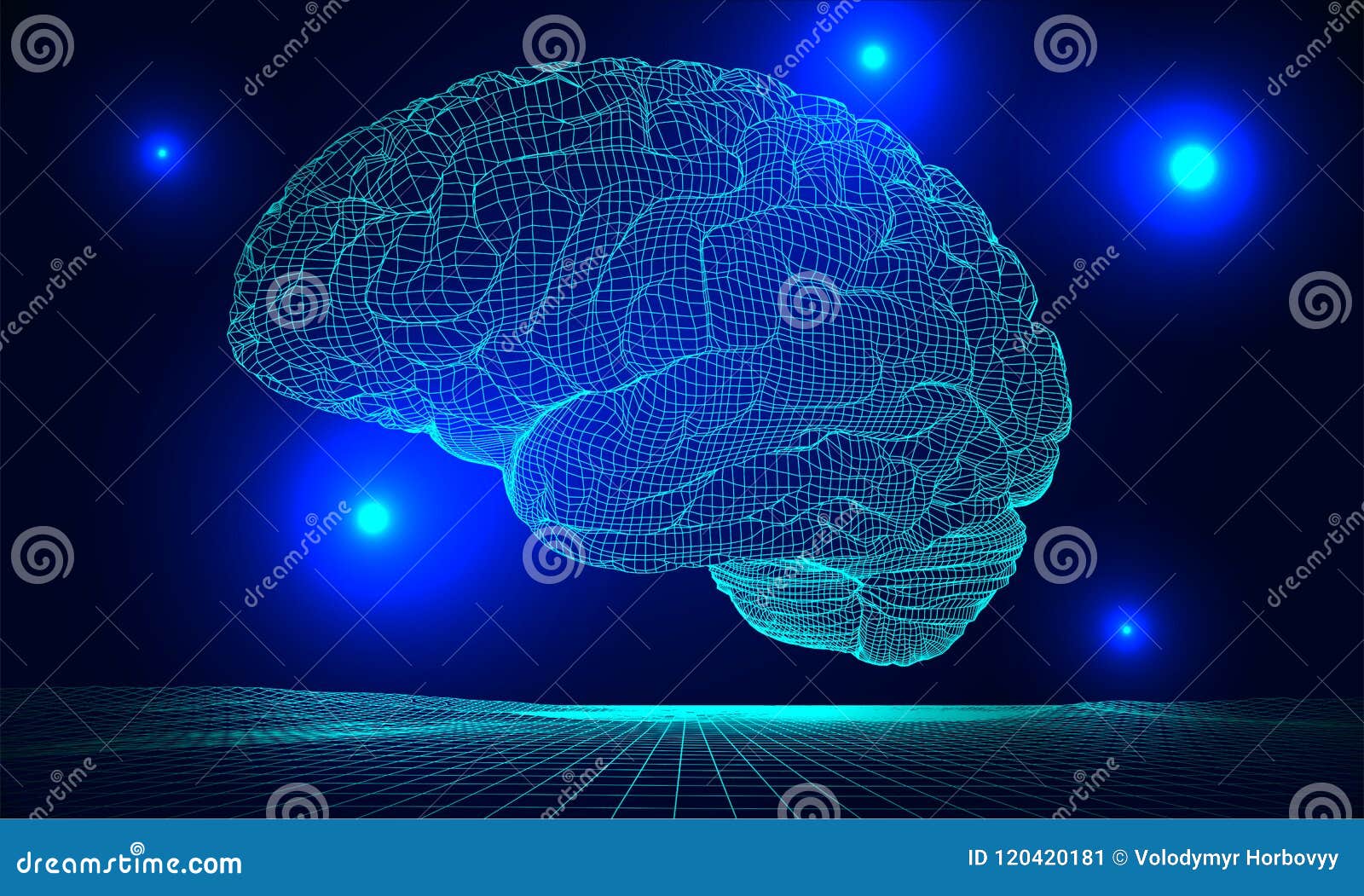Wireframe brain vector stock vector. Illustration of knowledge - 120420181