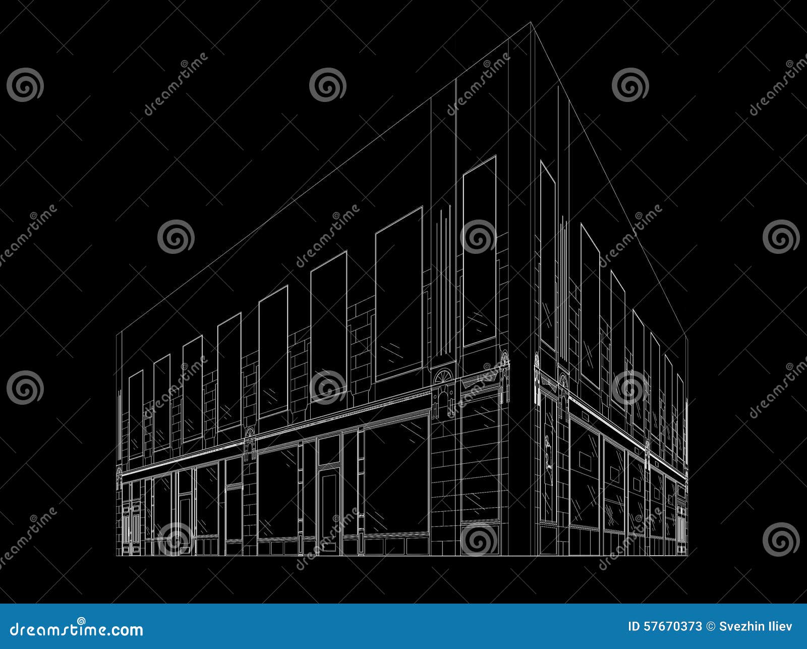 Wireframe building stock illustration. Illustration of inside - 57670373