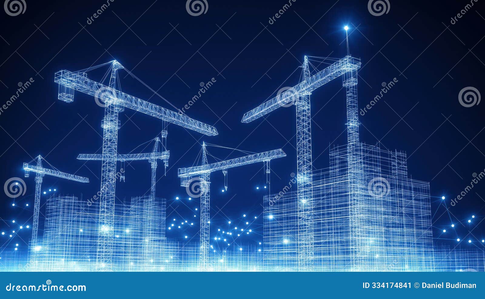 Wireframe of Building Construction Design. Digital Project ...
