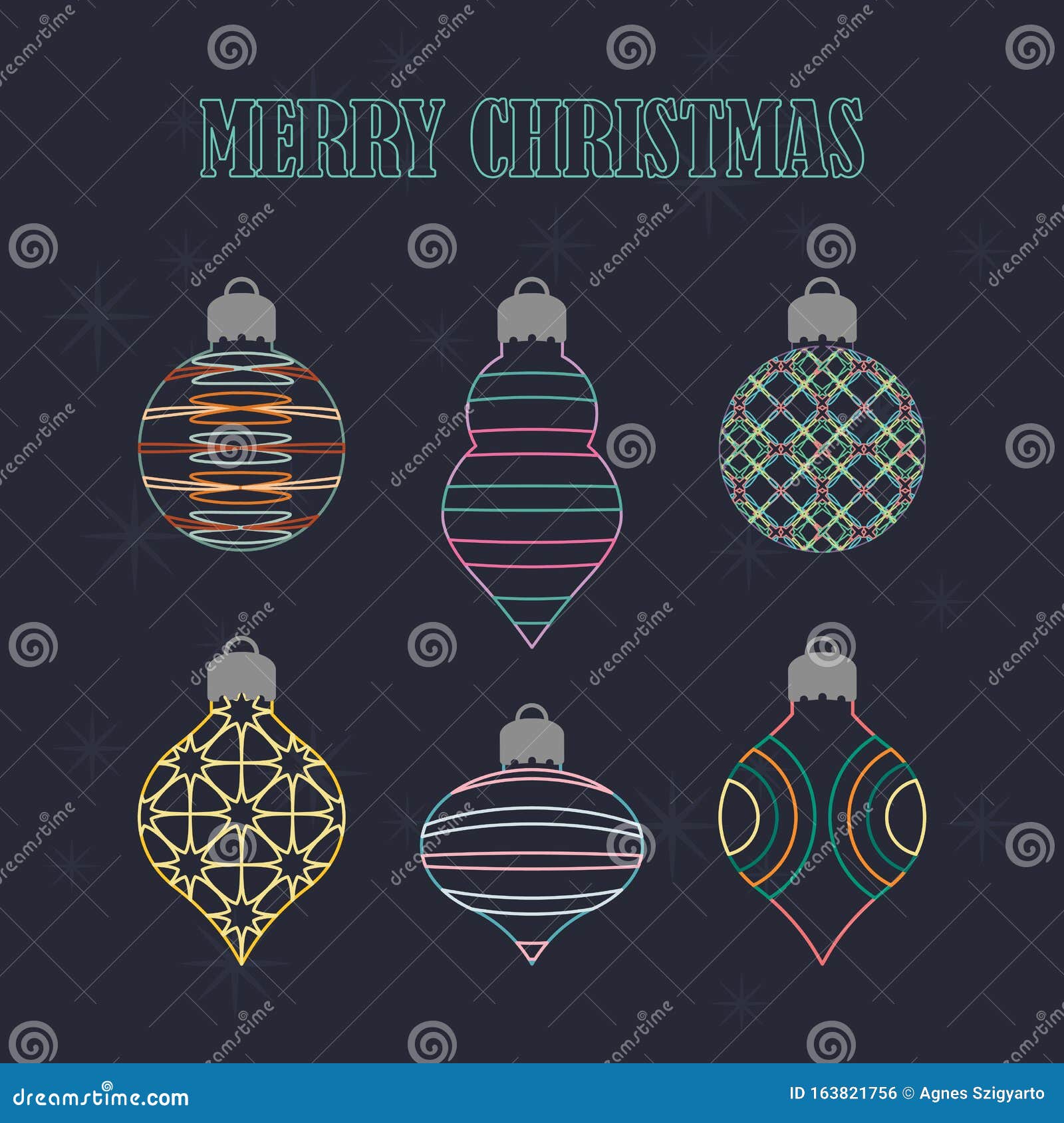 Wireframe Christmas Ornament Collection Stock Vector - Illustration of ...