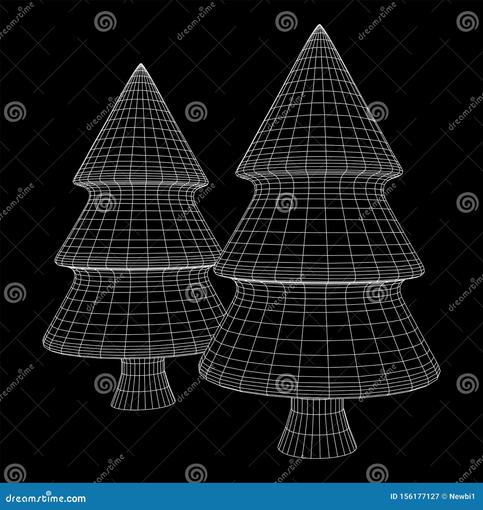 Wireframe a Christmas Tree Sign Mesh Stock Vector - Illustration of ...