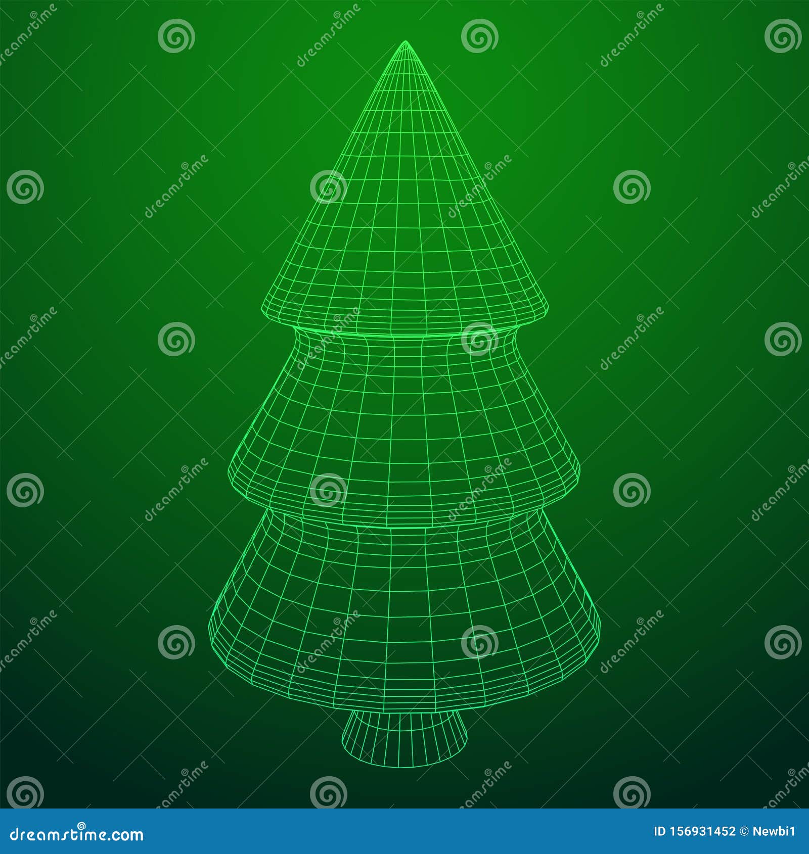Wireframe a Christmas Tree Sign Mesh Stock Vector - Illustration of ...