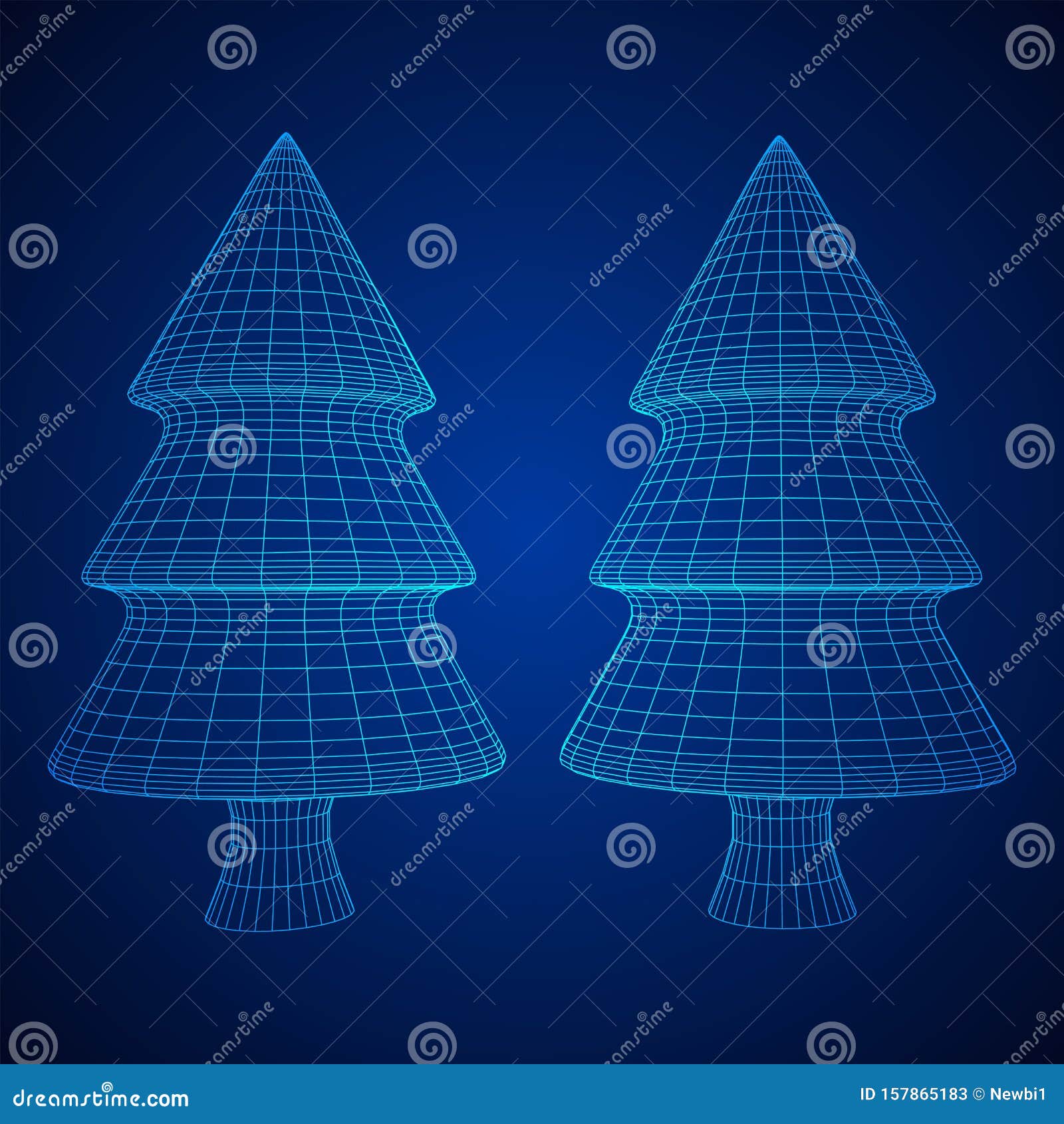 Wireframe a Christmas Tree Sign Mesh Stock Vector - Illustration of ...