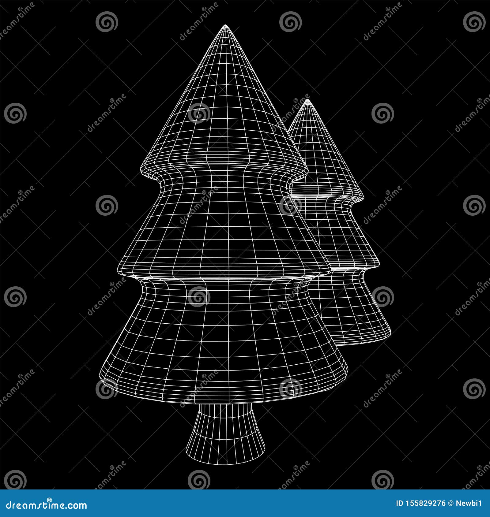Wireframe a Christmas Tree Sign Mesh Stock Vector - Illustration of ...
