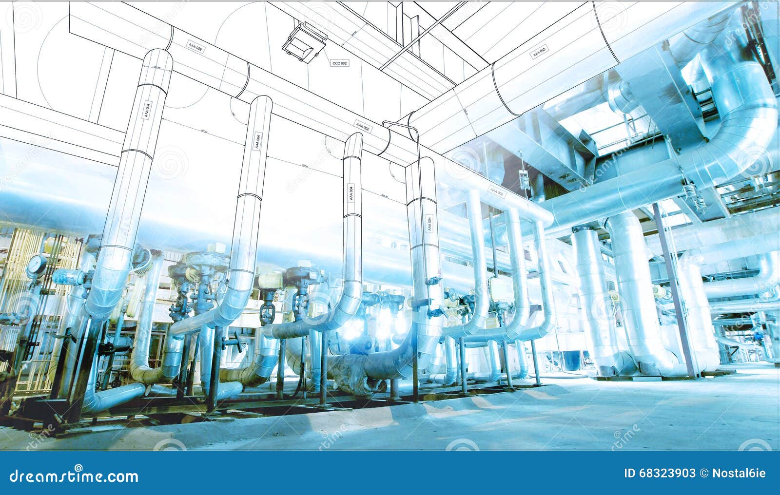 Wireframe Computer Cad Design Pipelines for Modern Industrial Stock ...