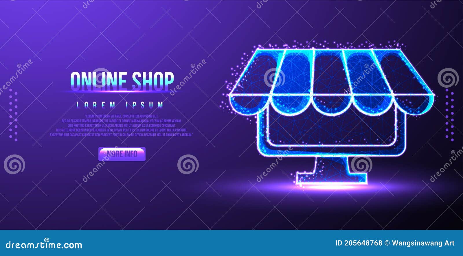 Wireframe Computer Online Shop , Low Poly. Vector Illustration Stock ...