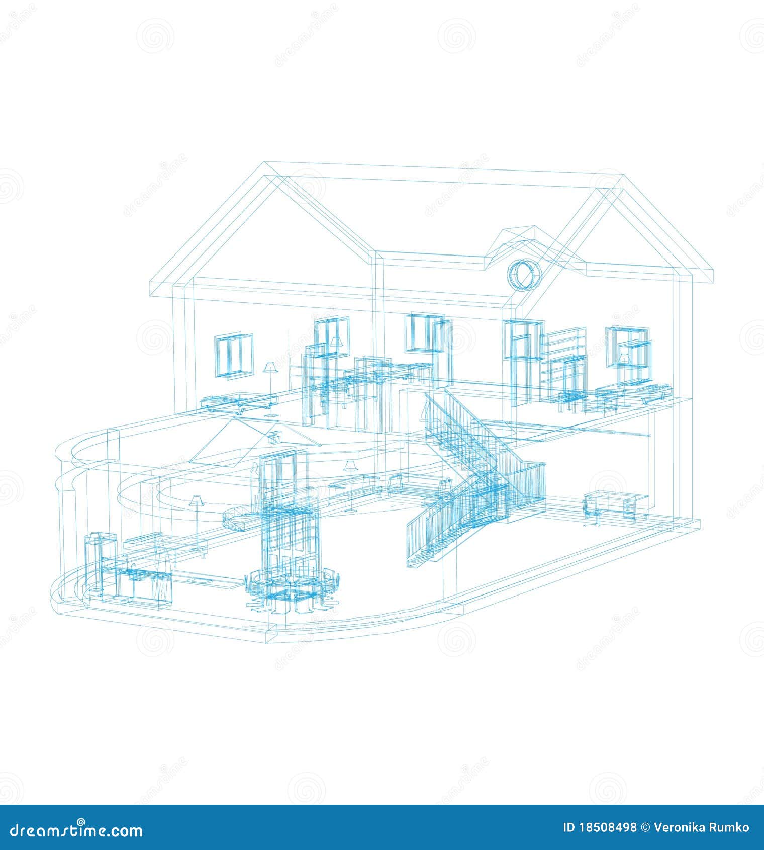 Wireframe of Cottage stock vector. Illustration of cottage - 18508498