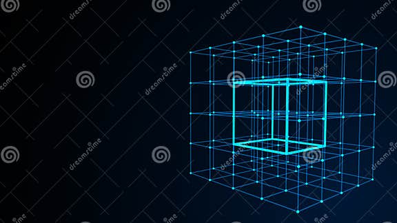 Wireframe Cubes from Different Sides. Vector Abstract Geometric 3D ...