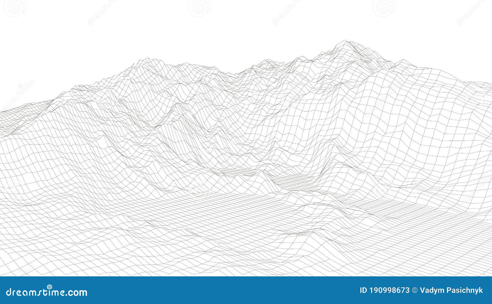 Wireframe 3D Landscape Mountains. Wireframe Landscape Wire. Cyberspace ...
