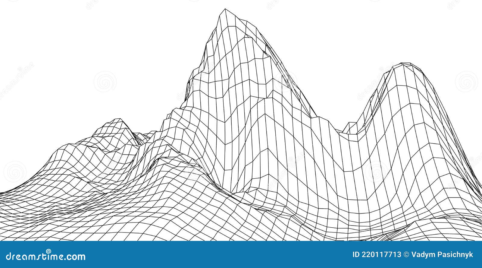 Wireframe 3D Landscape Mountains. Wireframe Landscape Wire. 3d ...