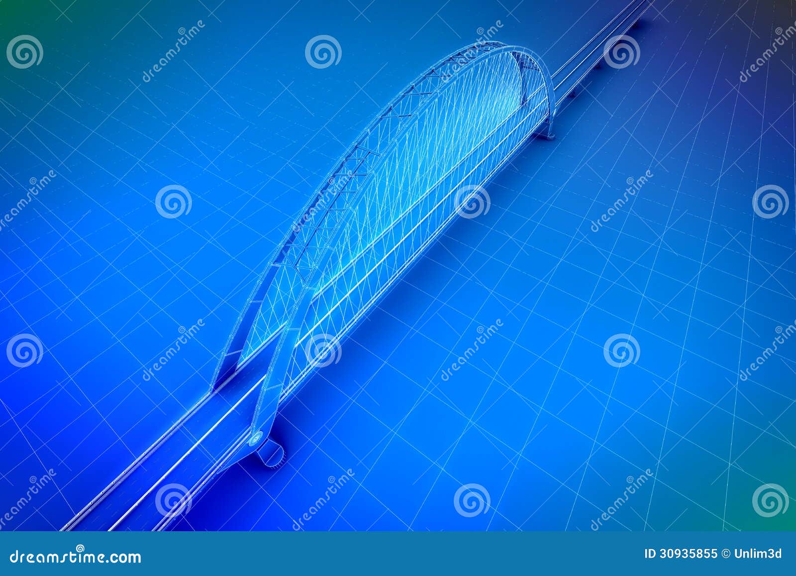 Wireframe 3d Render of a Bridge Stock Illustration - Illustration of ...