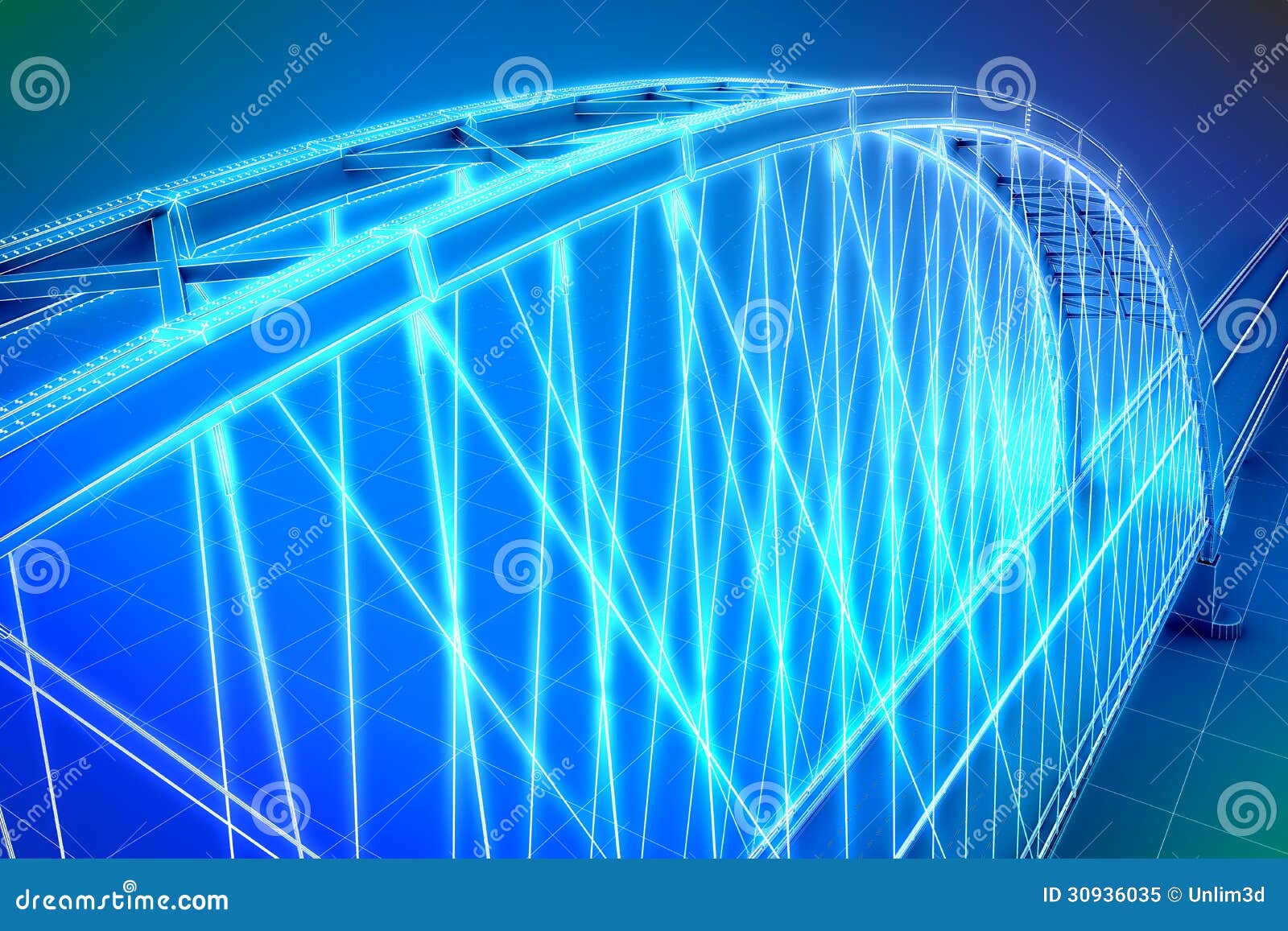 Wireframe 3d Render of a Bridge Stock Illustration - Illustration of ...