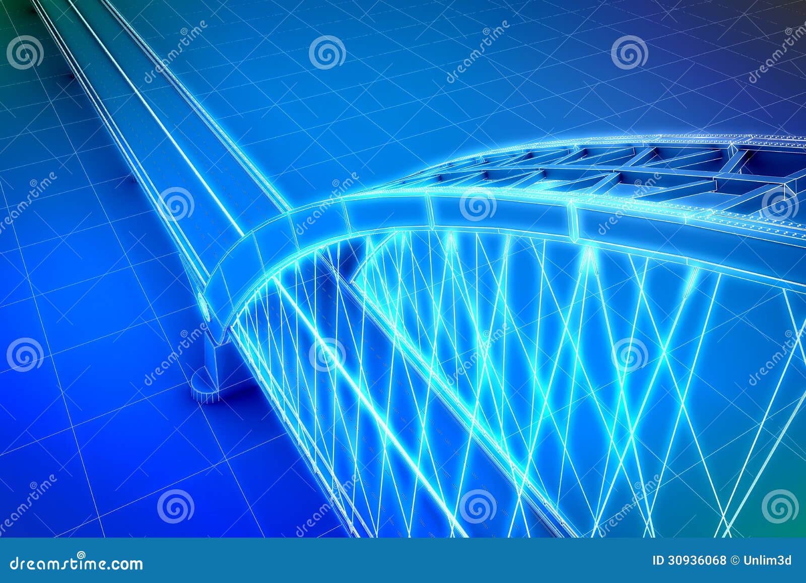 Wireframe 3d Render of a Bridge Stock Illustration - Illustration of ...