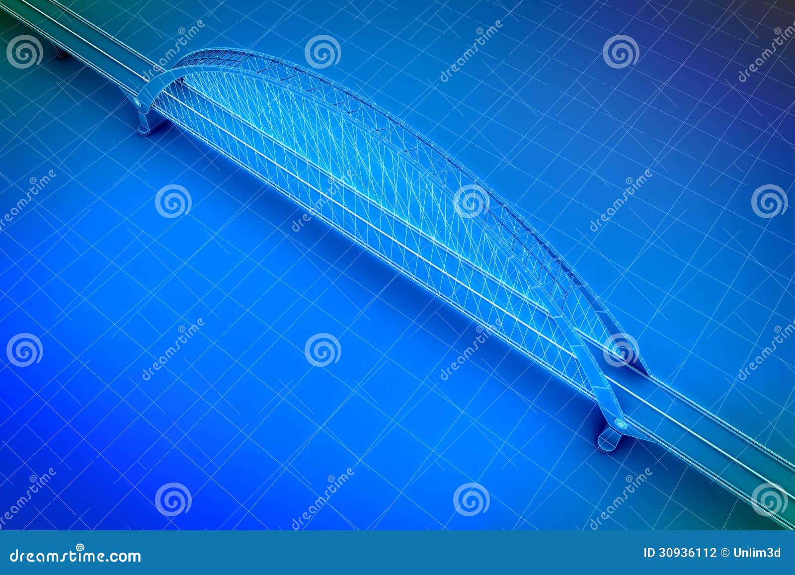 Wireframe 3d Render of a Bridge Stock Illustration - Illustration of ...