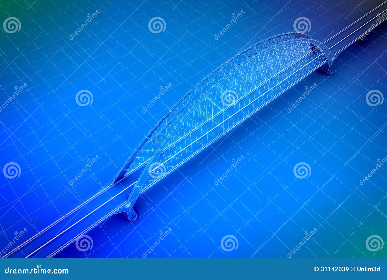 Wireframe 3d Render of a Bridge Stock Illustration - Illustration of ...