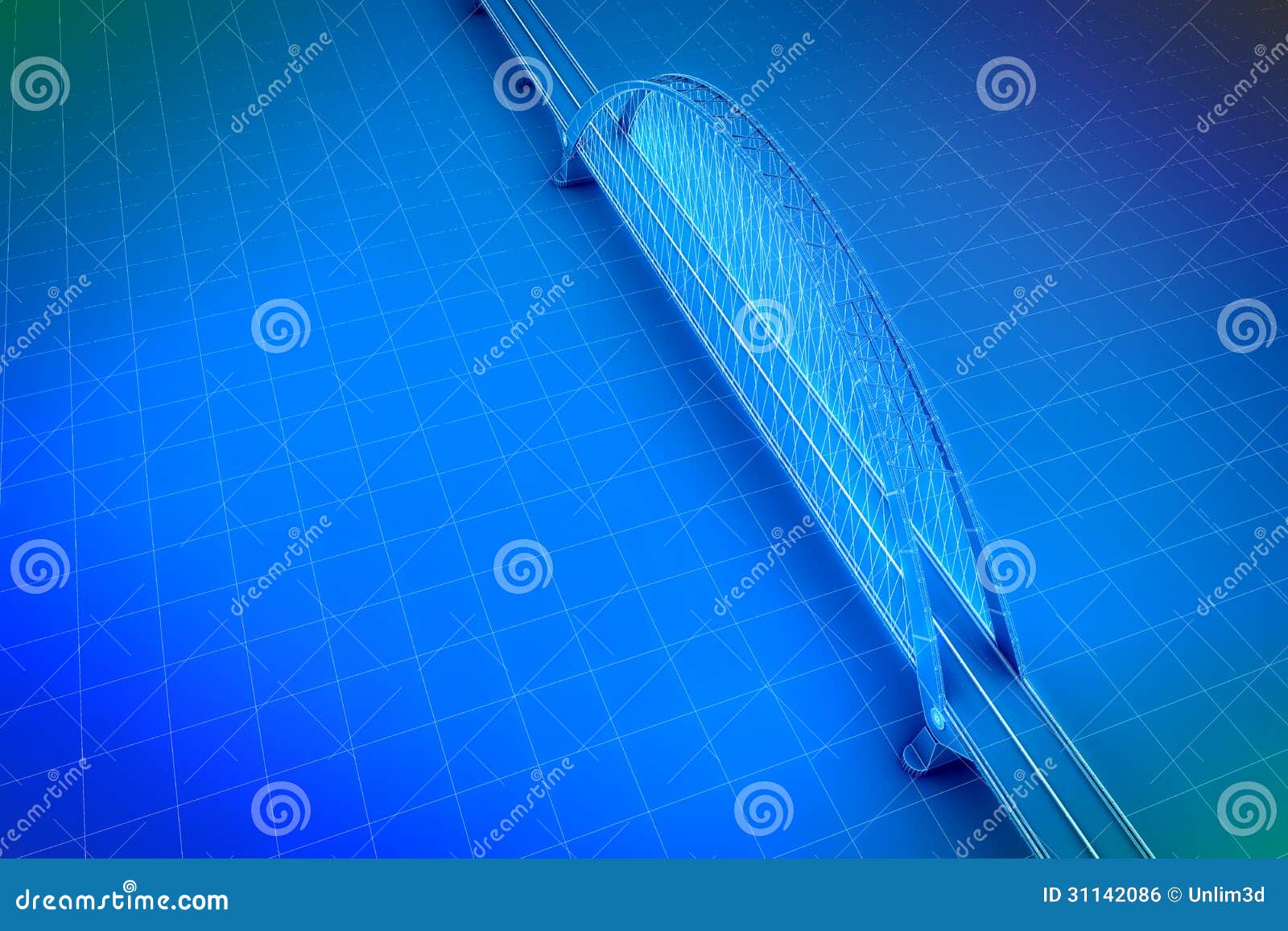 Wireframe 3d Render of a Bridge Stock Illustration - Illustration of ...
