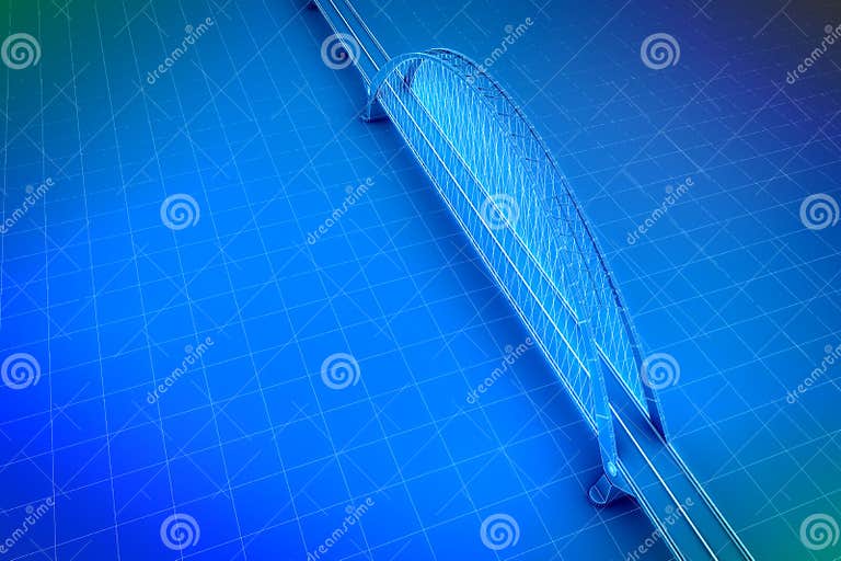 Wireframe 3d Render of a Bridge Stock Illustration - Illustration of ...
