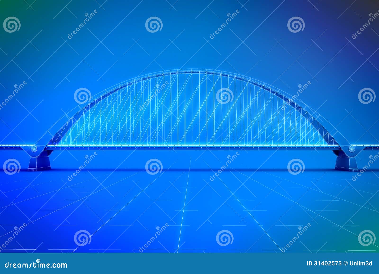 Wireframe 3d Render of a Bridge Stock Illustration - Illustration of ...