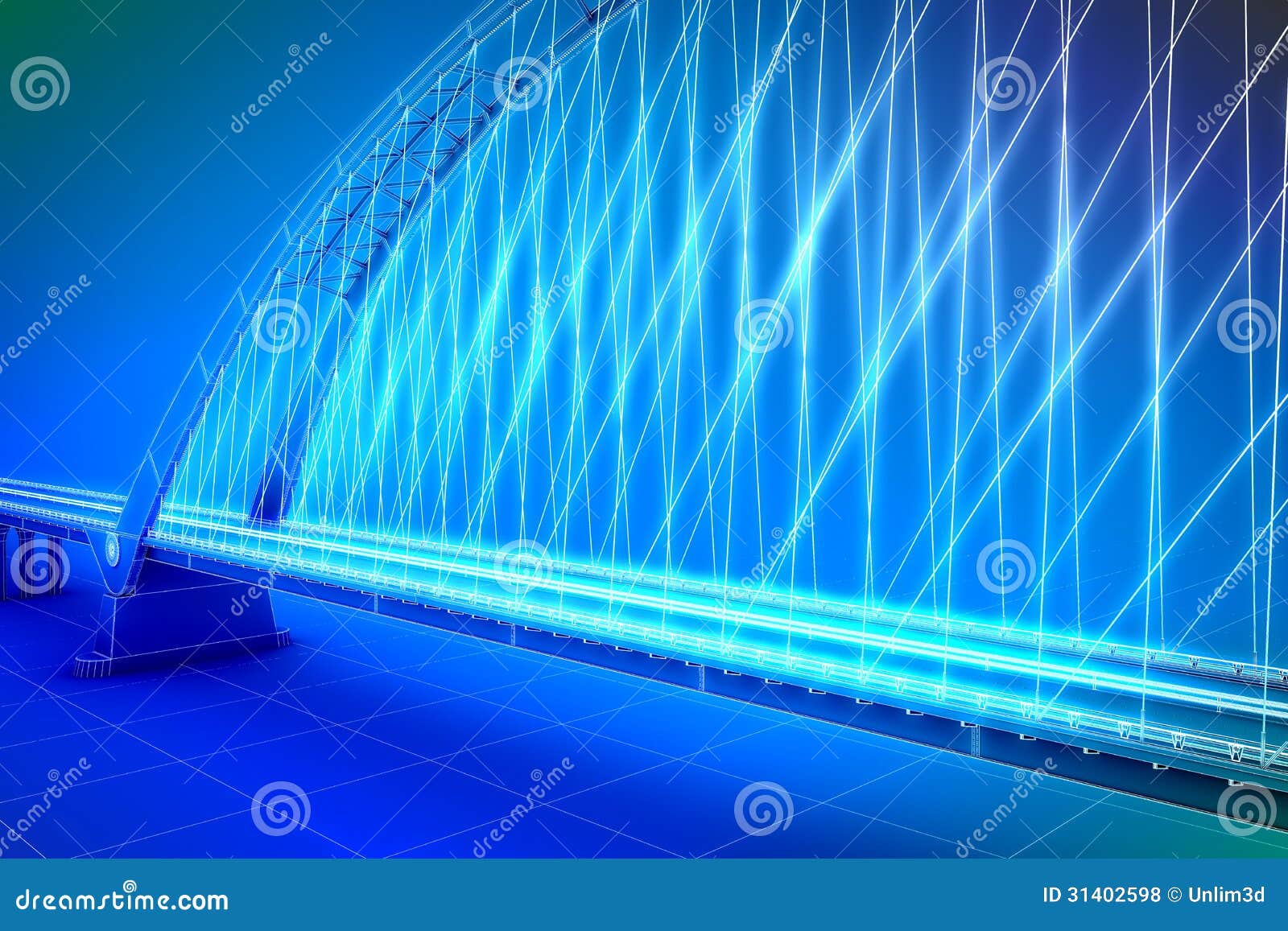 Wireframe 3d Render of a Bridge Stock Illustration - Illustration of ...