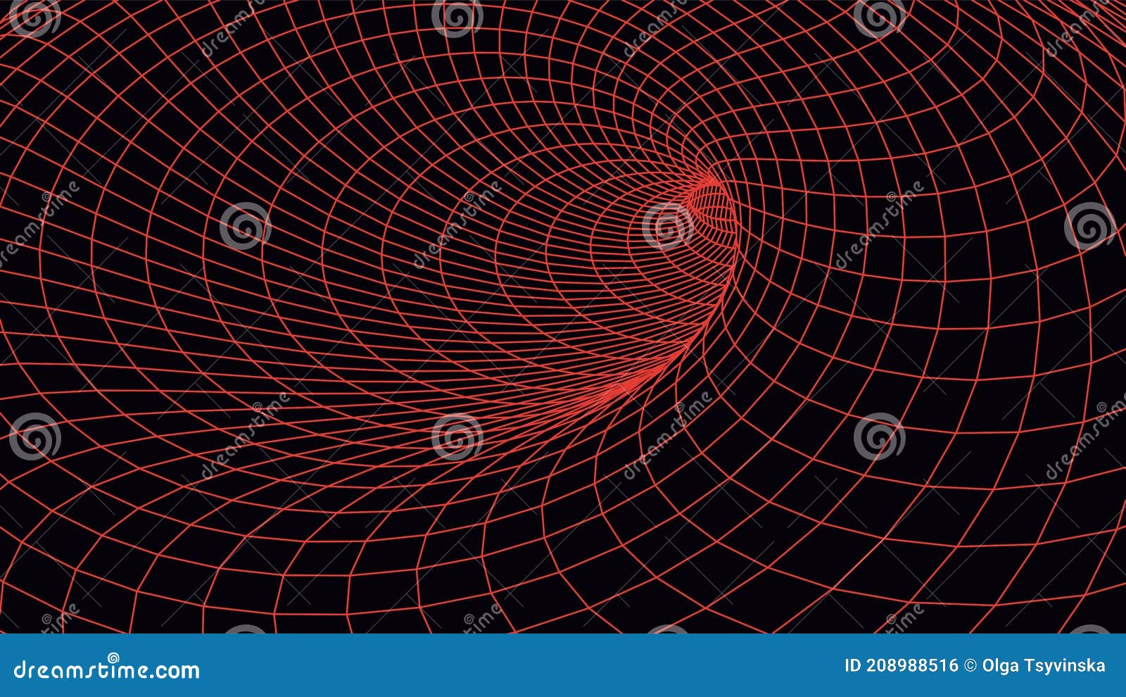 Wireframe 3D Tunnel. Perspective Grid Background. Mesh Wormhole Model ...