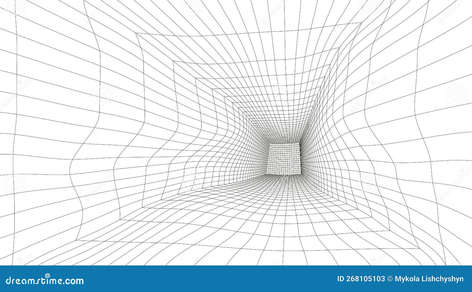 Wireframe Deformed Room on the White Background. Optical Illusion ...