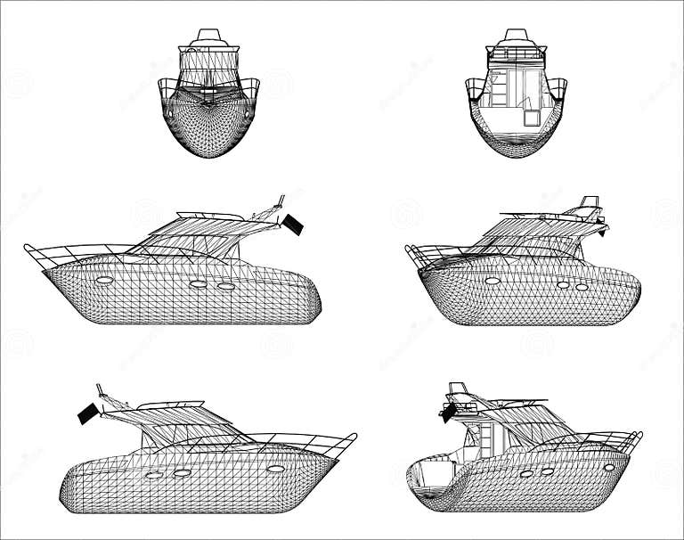Wireframe design of boat stock illustration. Illustration of relax ...