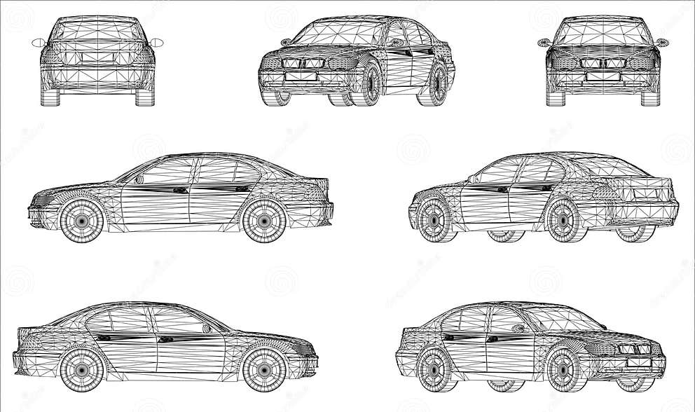 Wireframe Design of Modern Car Stock Illustration - Illustration of ...