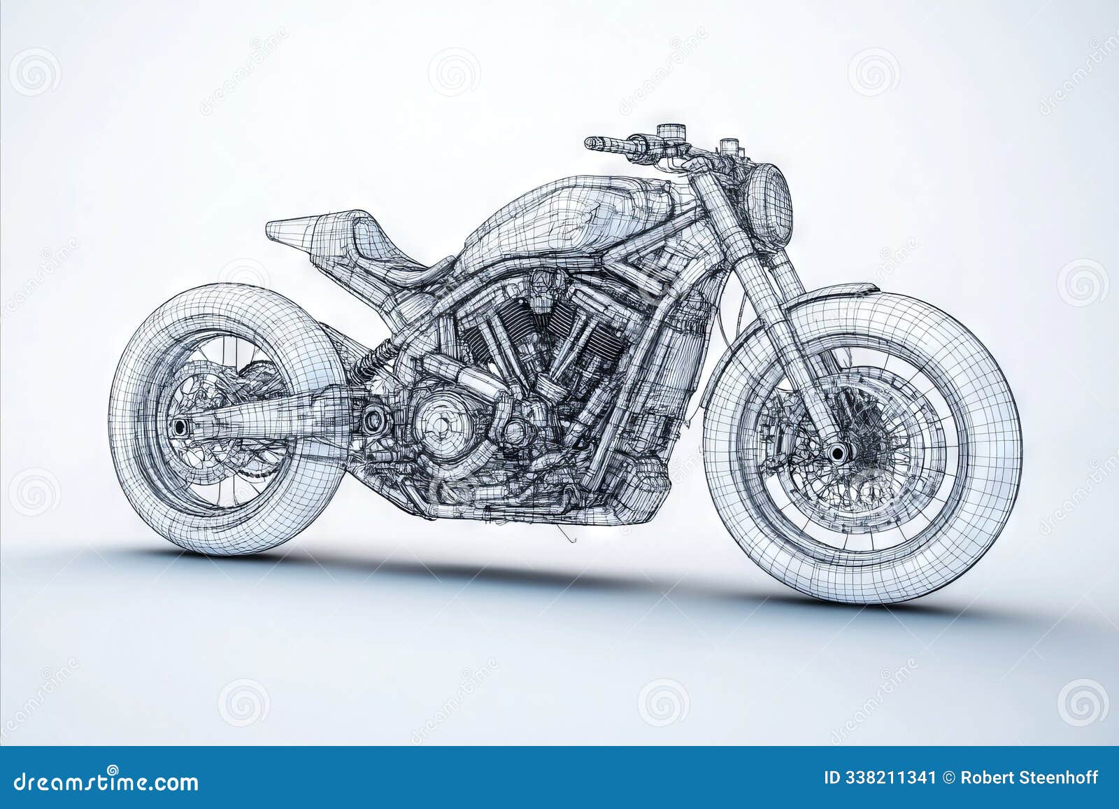 Wireframe Design of a Motorcycle, Detailed and Elegant. Stock Image ...