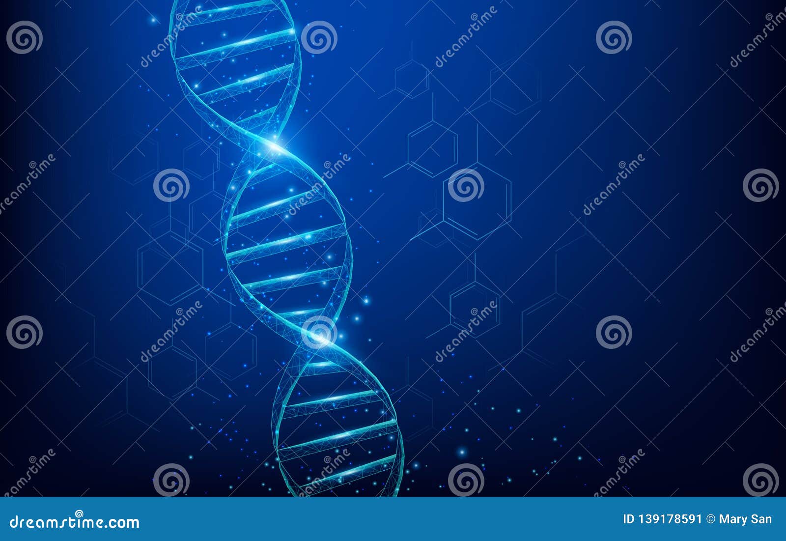 Wireframe DNA Molecules Structure Mesh Low Poly Consisting of Points ...