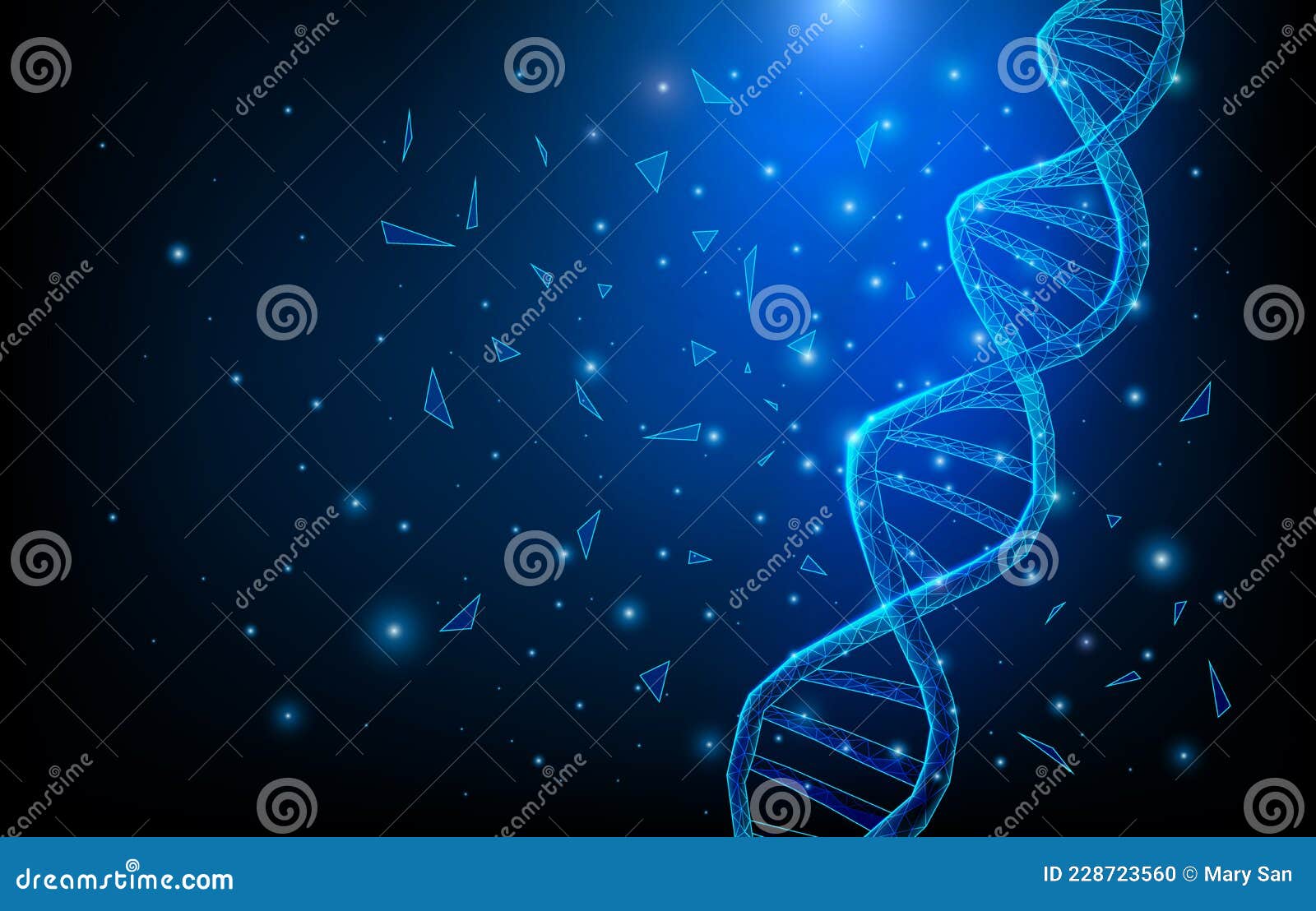 Wireframe DNA Molecules Structure Mesh Low Poly Consisting of Points ...