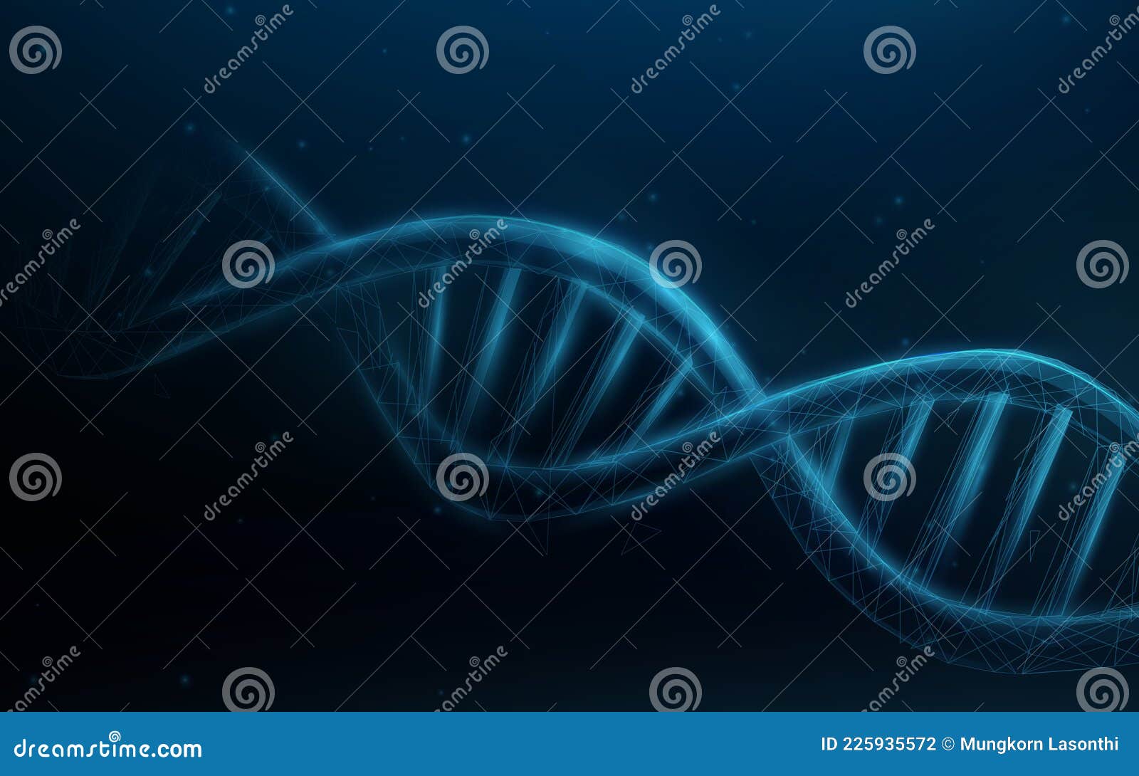 Wireframe DNA Molecules Structure Mesh from a Starry Blue Background ...