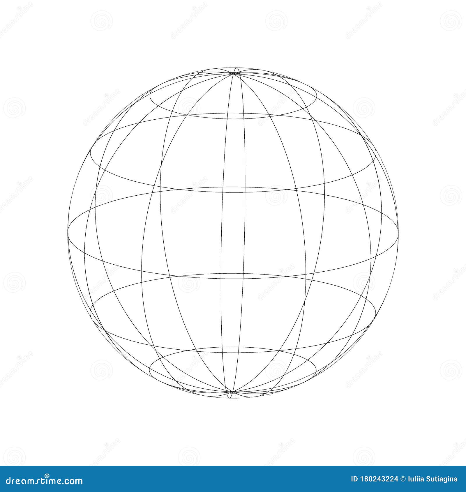 Wireframe Earth Model. Black Wired Sphere Frame. Globe Spheres. Vector ...