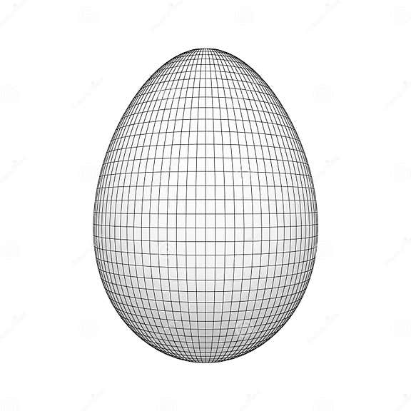 Wireframe Easter Egg, Empty Space with Grid Lines Isolated on White ...