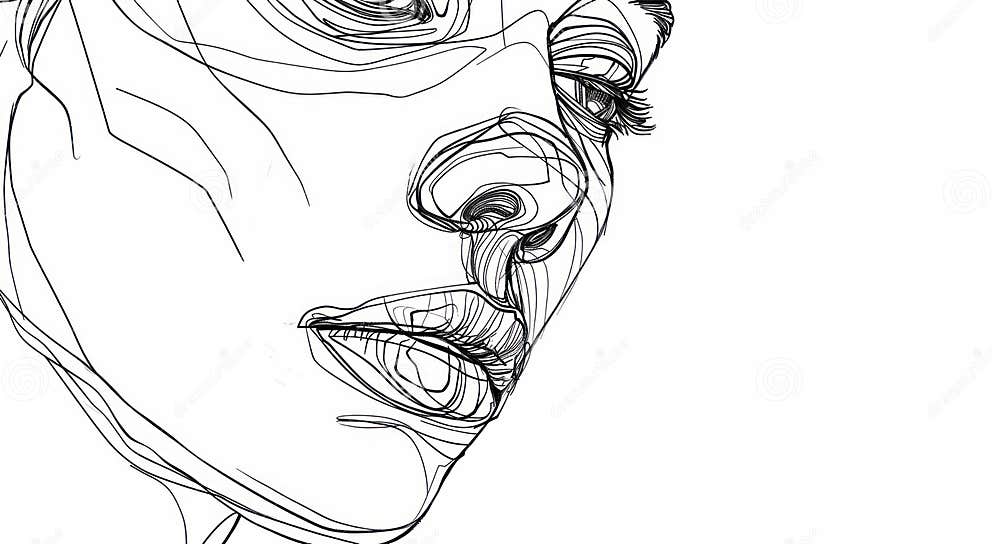 Wireframe Face Drawing with Abstract Lines. AI Generation Stock Photo ...