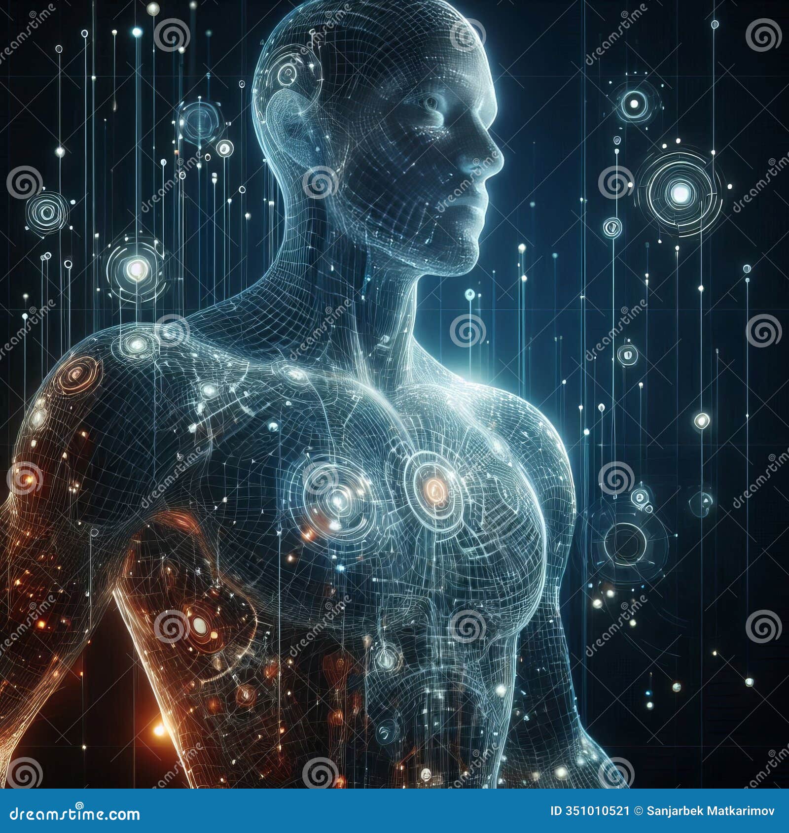 Wireframe Figure a Human Figure Rendered As a Wireframe Represen Stock ...