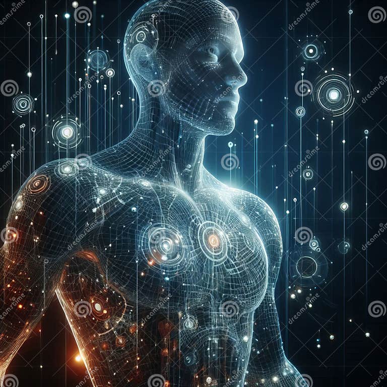 Wireframe Figure a Human Figure Rendered As a Wireframe Represen Stock ...