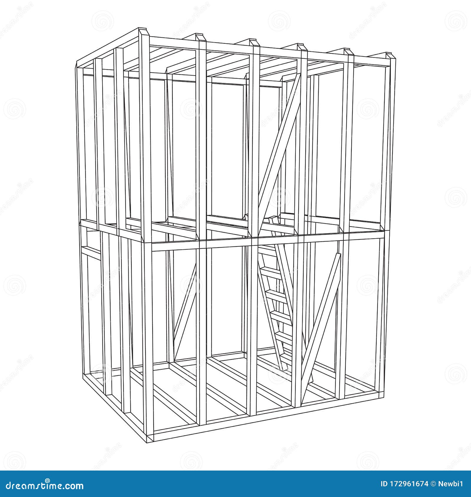 Wireframe framing house stock vector. Illustration of building - 172961674