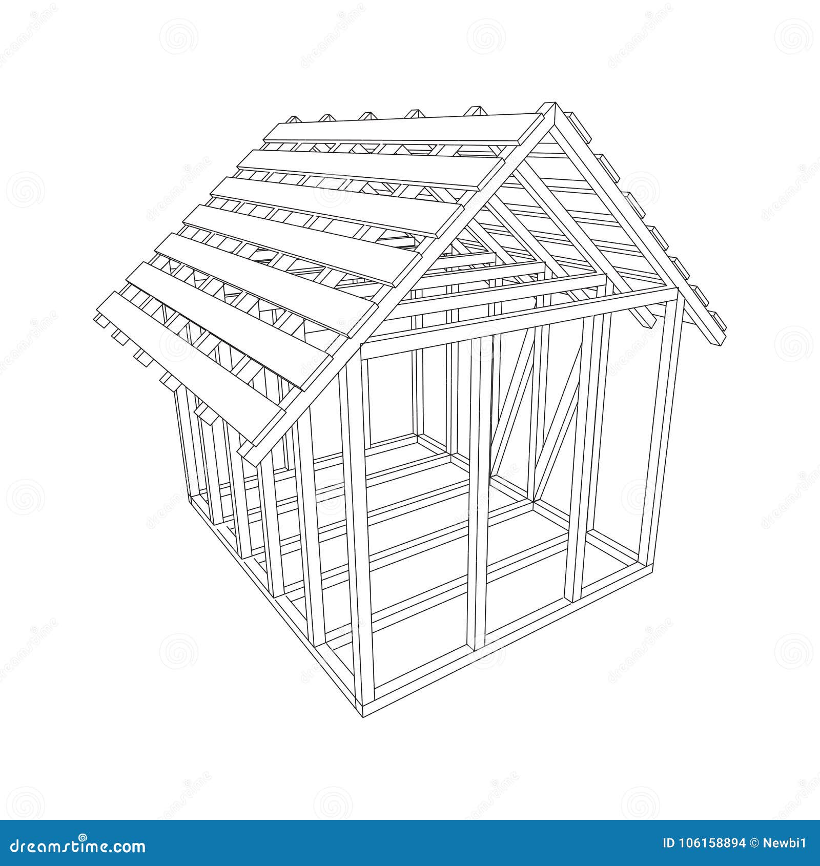Wireframe framing house stock vector. Illustration of plan - 106158894