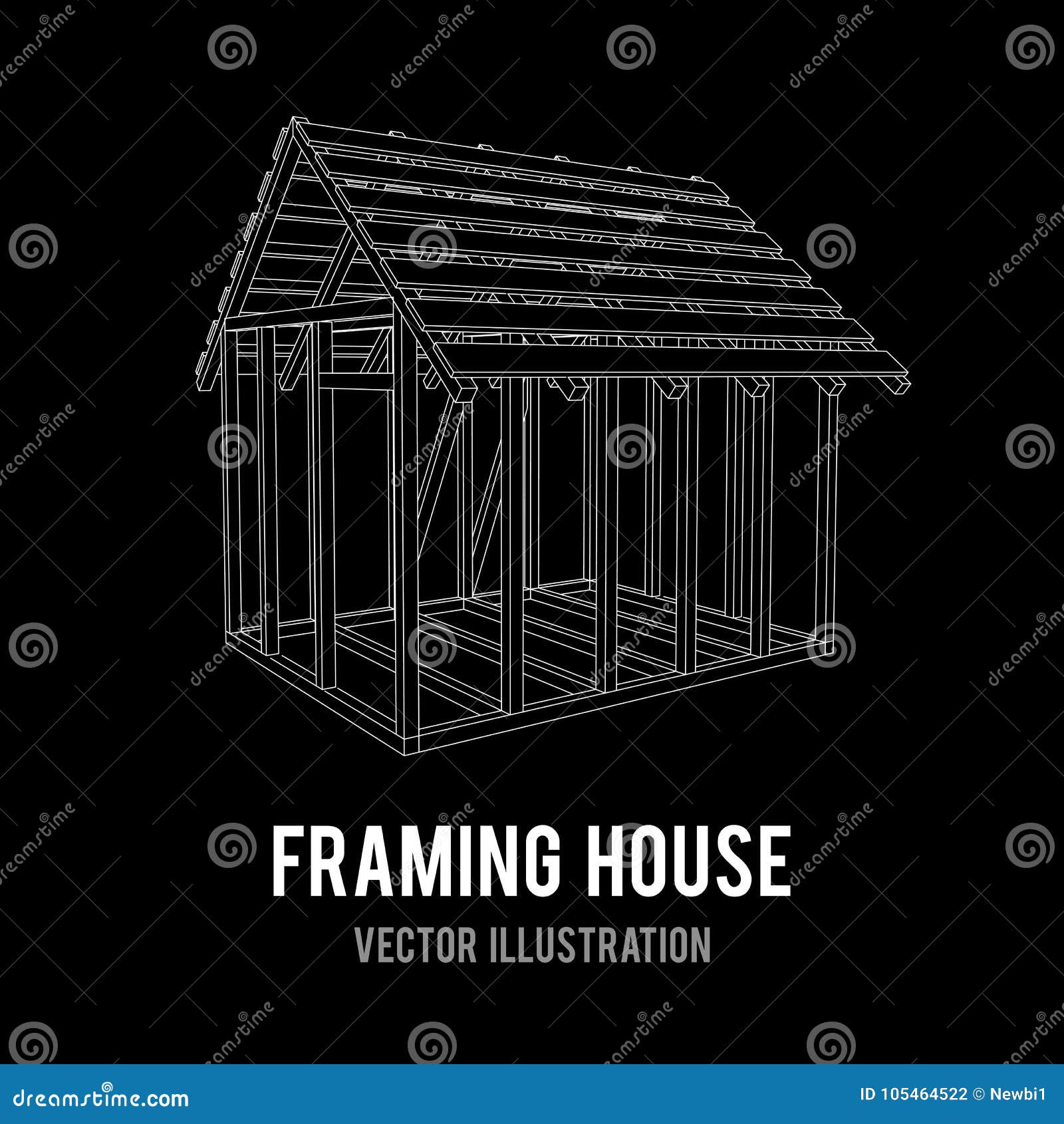 Wireframe framing house stock vector. Illustration of framing - 105464522