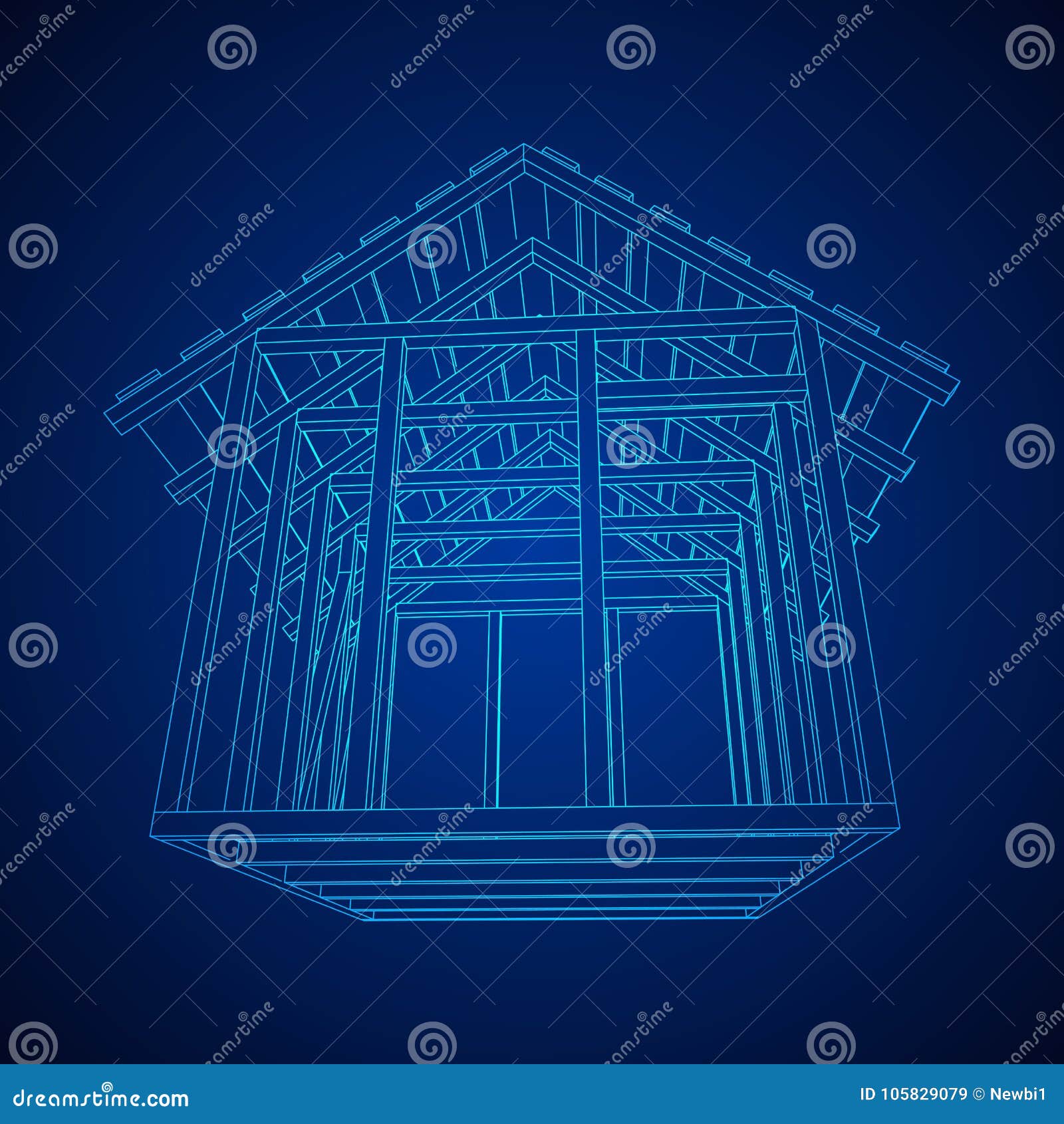 Wireframe framing house stock vector. Illustration of architecture ...