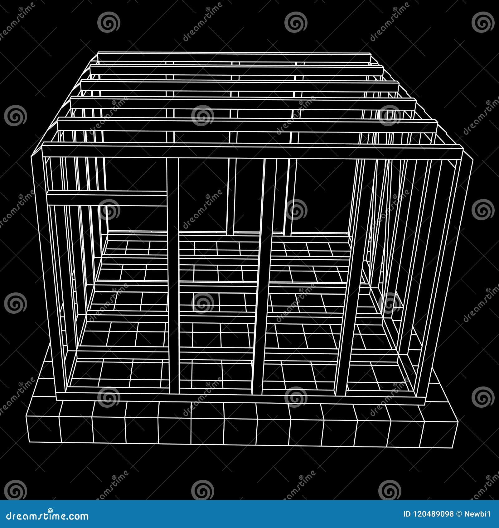 Wireframe framing house stock vector. Illustration of architectural ...