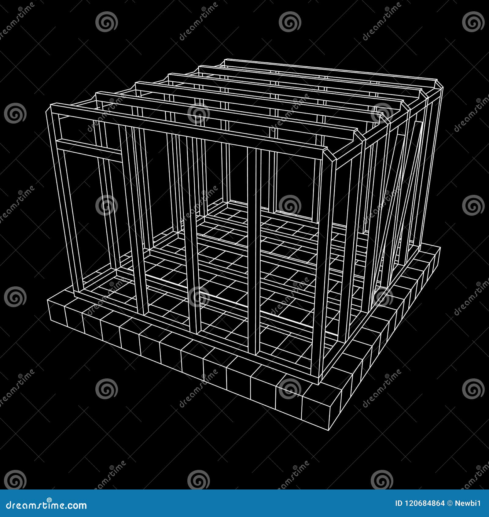 Wireframe framing house stock vector. Illustration of plank - 120684864