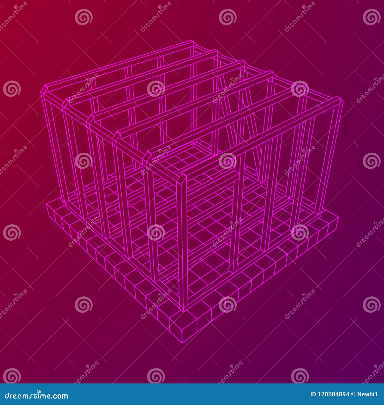 Wireframe framing house stock vector. Illustration of poly - 120684894