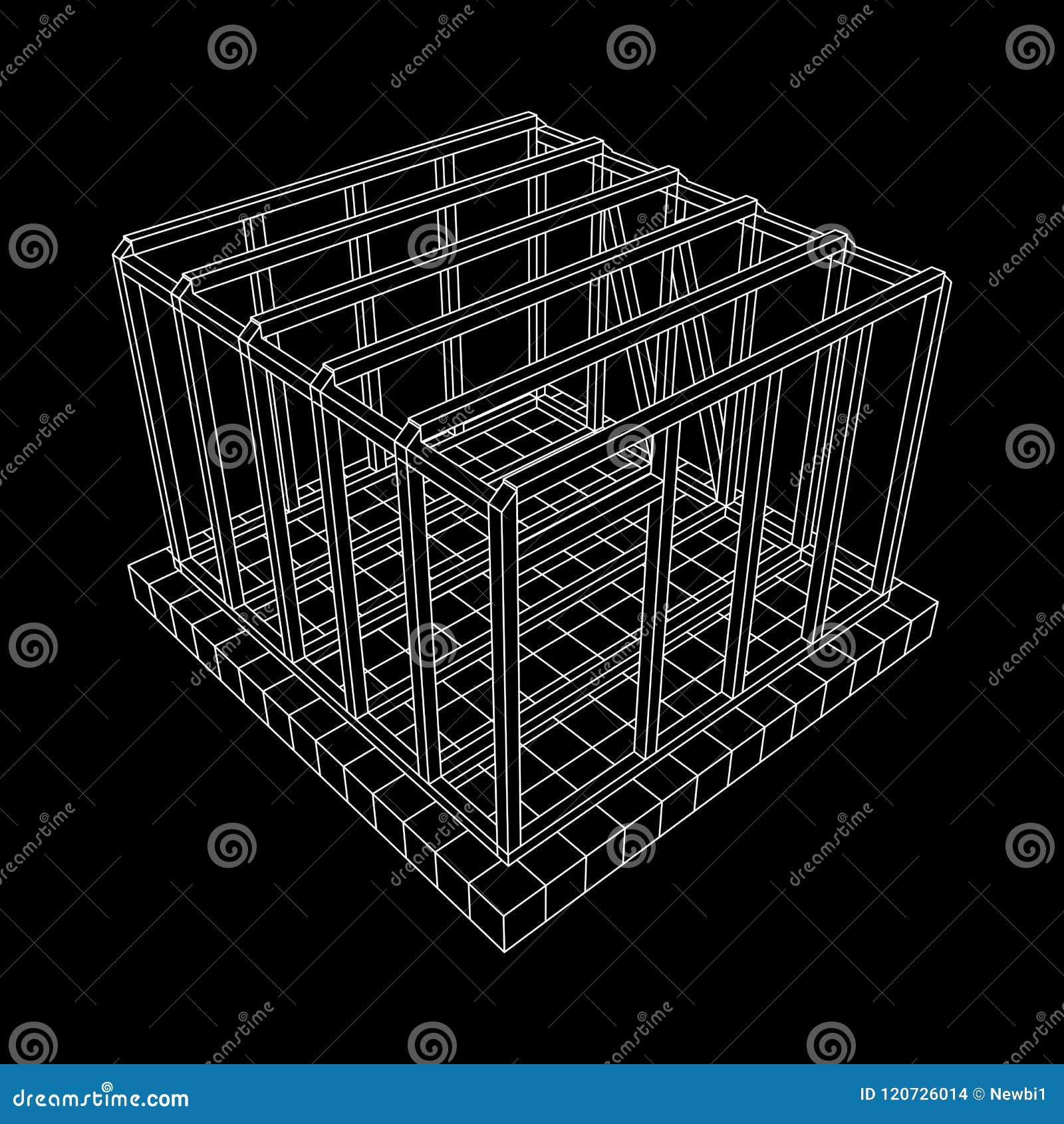 Wireframe framing house stock vector. Illustration of frame - 120726014