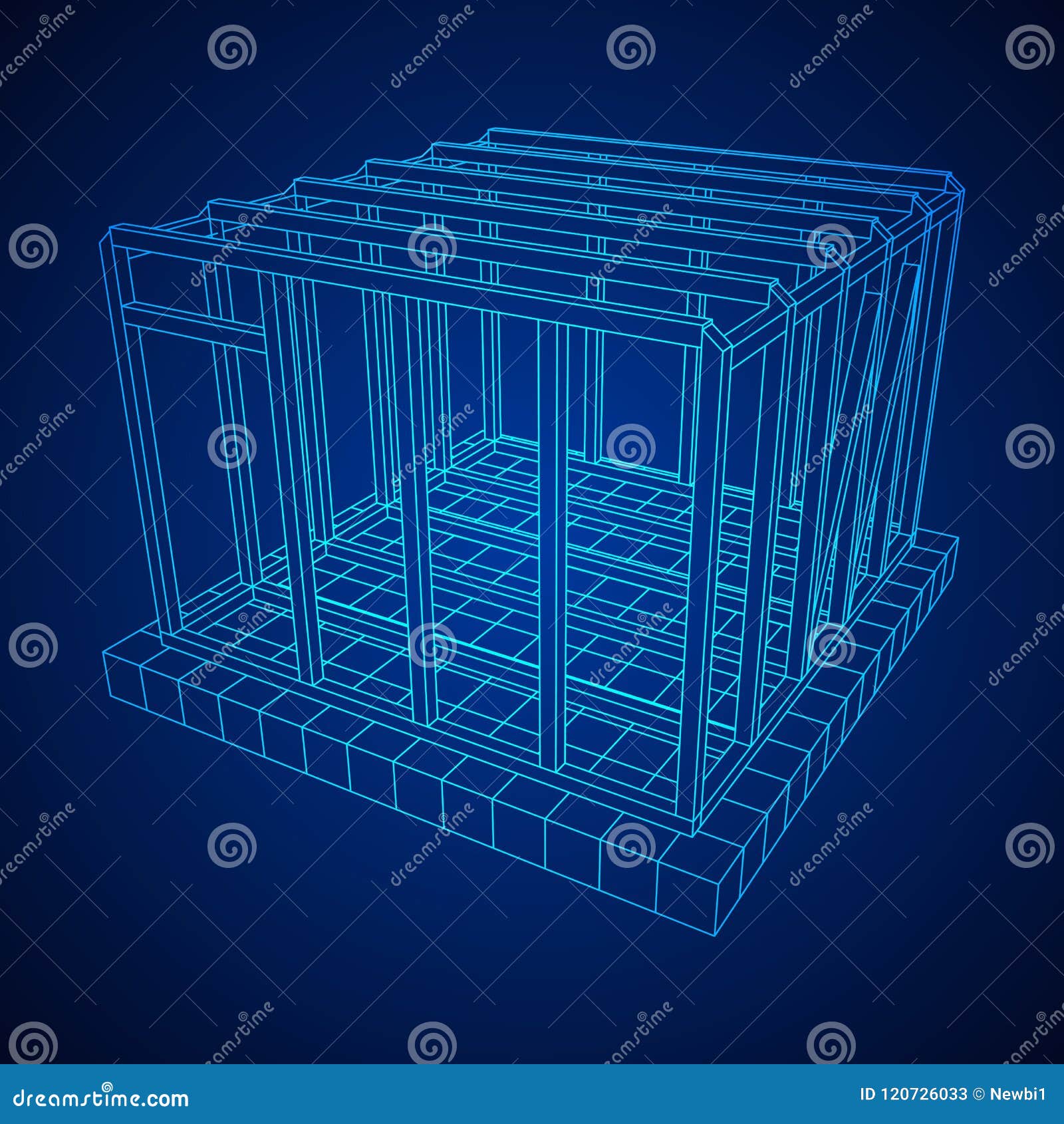 Wireframe framing house stock vector. Illustration of commercial ...